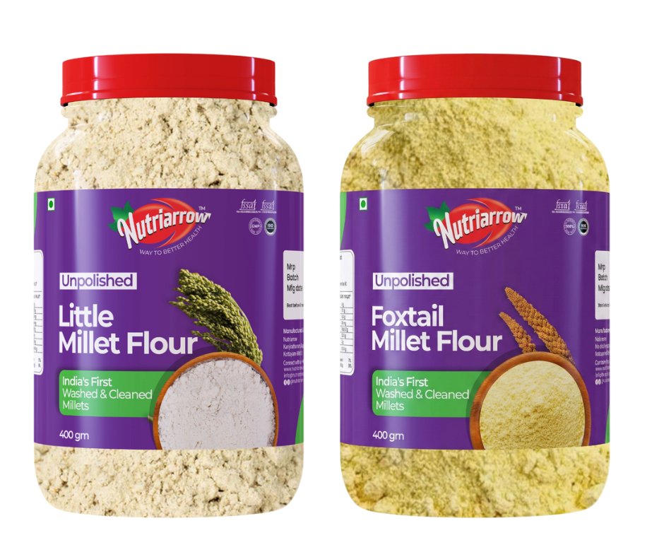 Unpolished Organic Foxtail Flour & Little Millet Flour -800g(400g each ...